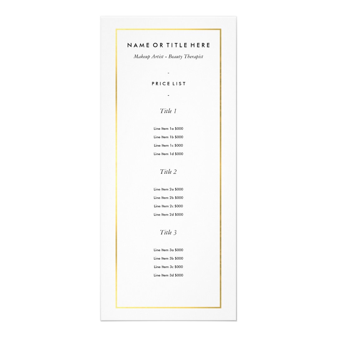 Gold Border on White | Modern Rack Card | Zazzle