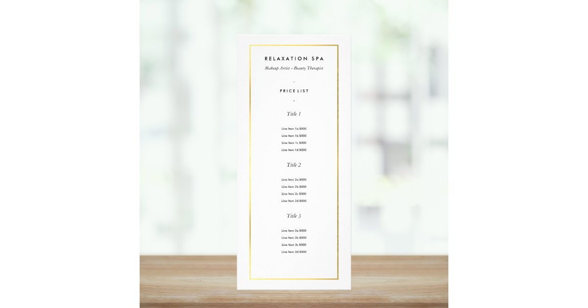 Gold Border on White | Modern Rack Card | Zazzle