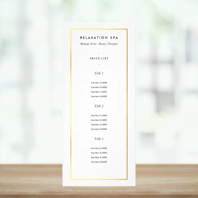 Gold Border on White | Modern Rack Card | Zazzle