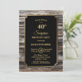 Gold Border Wood Surprise 40th Birthday Party Invitation | Zazzle