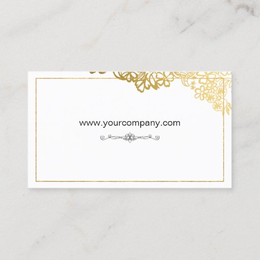 Gold Borders Elegant Floral Business Card | Zazzle