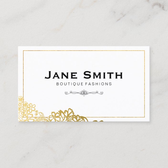 Gold Borders Elegant Floral Business Card | Zazzle.com