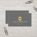 GOLD BOX LOGO with YOUR INITIAL/MONOGRAM on Gray Business Card | Zazzle
