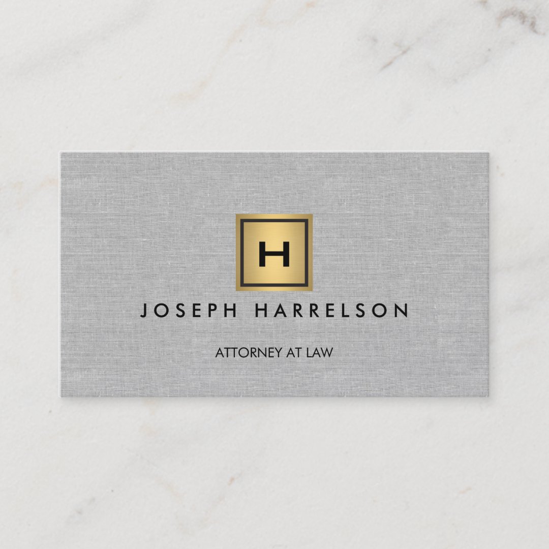 GOLD BOX LOGO with YOUR INITIAL/MONOGRAM on Linen Business Card | Zazzle