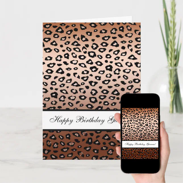 Gold Bronze Leopard Print Birthday Card | Zazzle