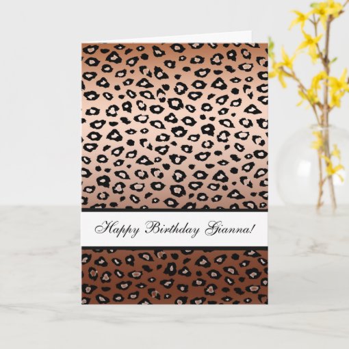 Gold Bronze Leopard Print Birthday Card | Zazzle