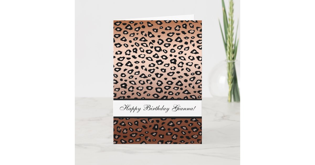 Gold Bronze Leopard Print Birthday Card | Zazzle