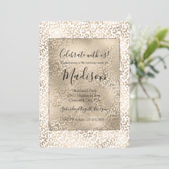 Gold Bronze Leopard Print Invitation | Zazzle