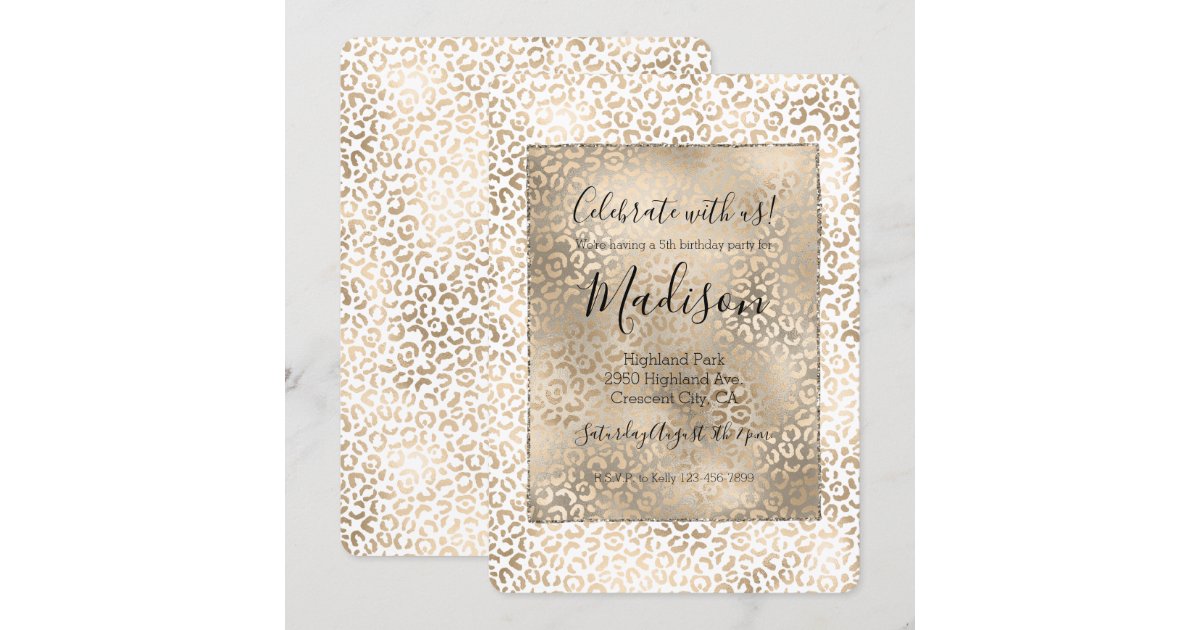 Gold Bronze Leopard Print Invitation | Zazzle