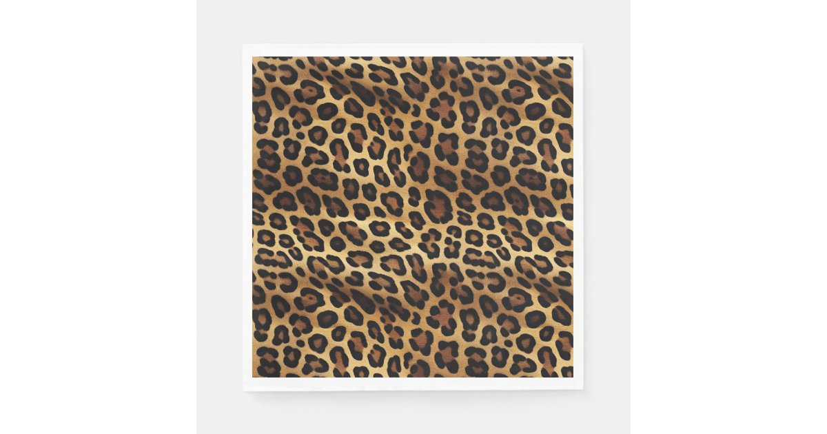 Gold Brown Black Leopard Print Napkins | Zazzle