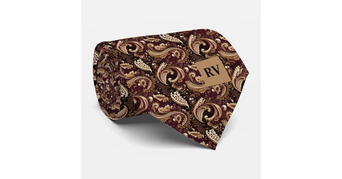 Gold & Brown Floral Paisley Pattern Neck Tie | Zazzle