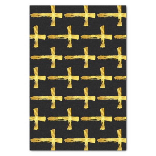 Gold Brush Cross - Christian Religious Crucifix Tissue Paper | Zazzle