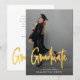 Gold Brush Graduation Photo Graduate Announcement | Zazzle
