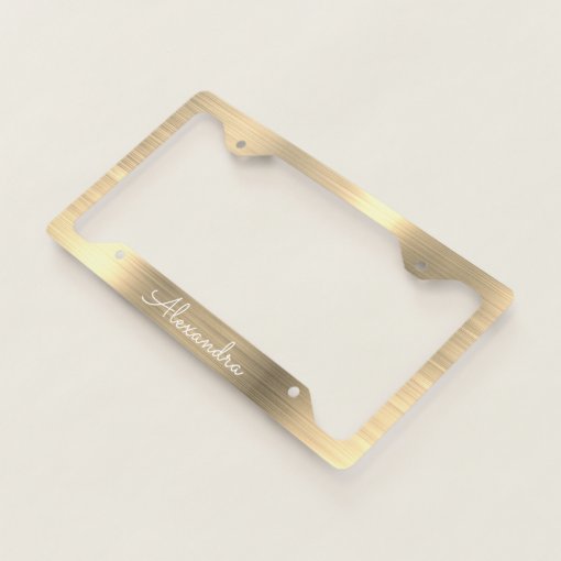 Gold Brushed Metal Monogram License Plate Frame | Zazzle
