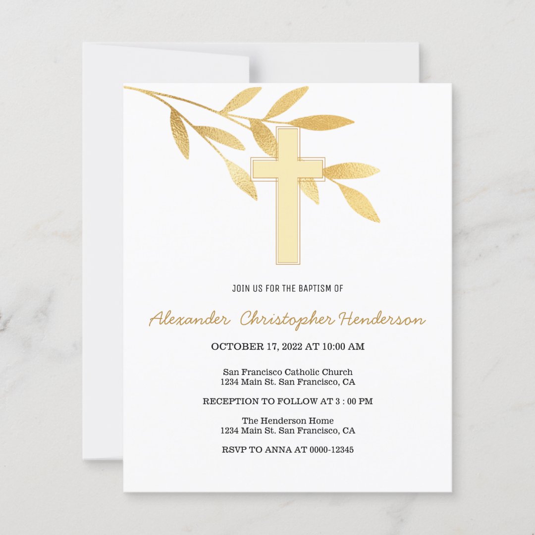 Gold/BUDGET/Baptism Invitation. | Zazzle