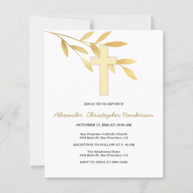 Gold/BUDGET/Baptism Invitation. | Zazzle