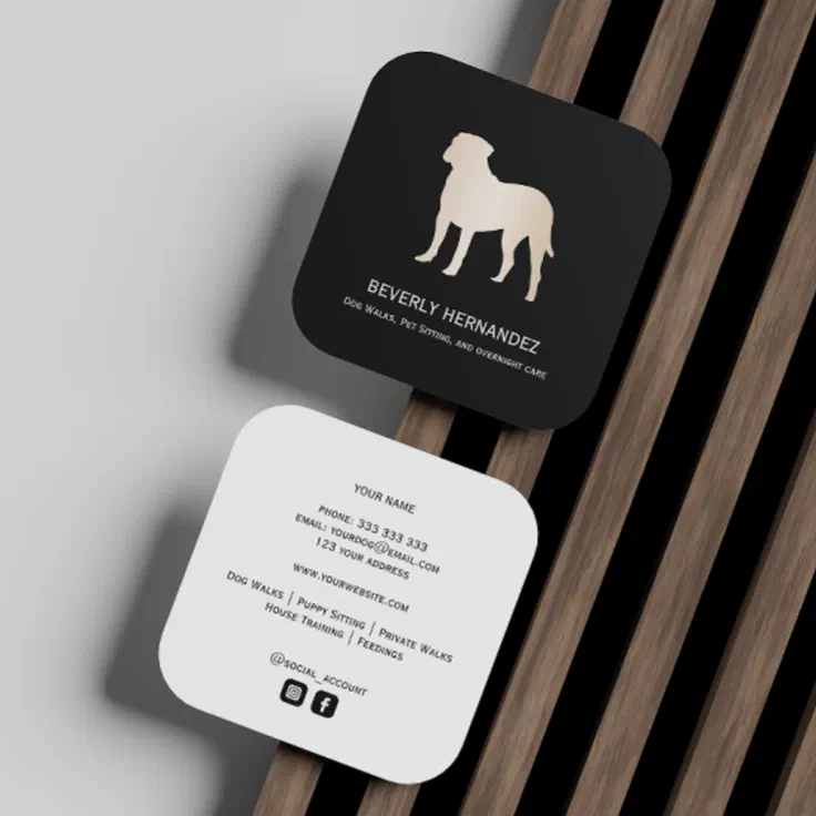 Gold Bullmastiff Dog Walker Trainer Puppy sitting Square Business Card ...