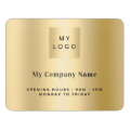 Gold business logo name opening hours door sign | Zazzle
