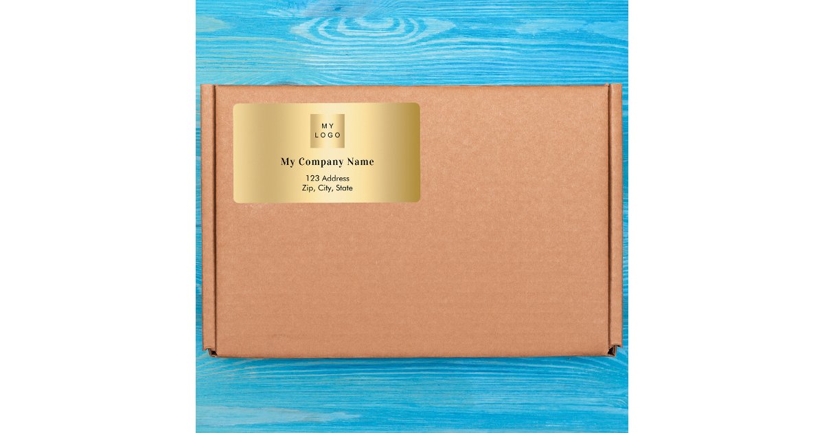 Gold business logo return address shipping label | Zazzle