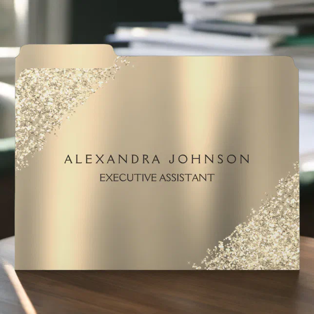 Gold Business Professional Sparkle Glitter File Folder | Zazzle