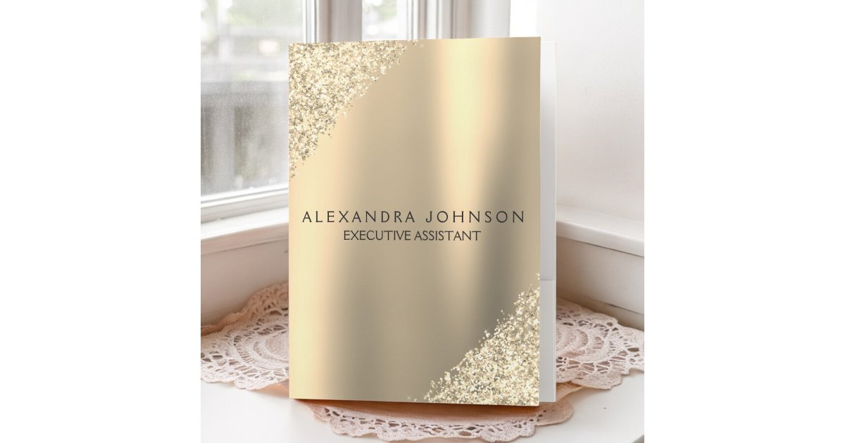 Gold Business Professional Sparkle Glitter Pocket Folder | Zazzle