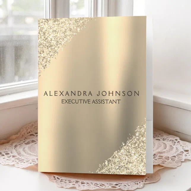 Gold Business Professional Sparkle Glitter Pocket Folder | Zazzle