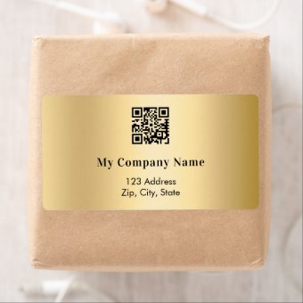 Gold business QR code return address shipping Label | Zazzle