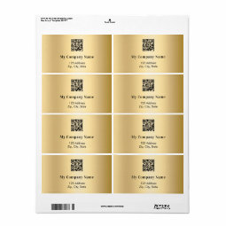 Gold business QR code return address shipping Label | Zazzle