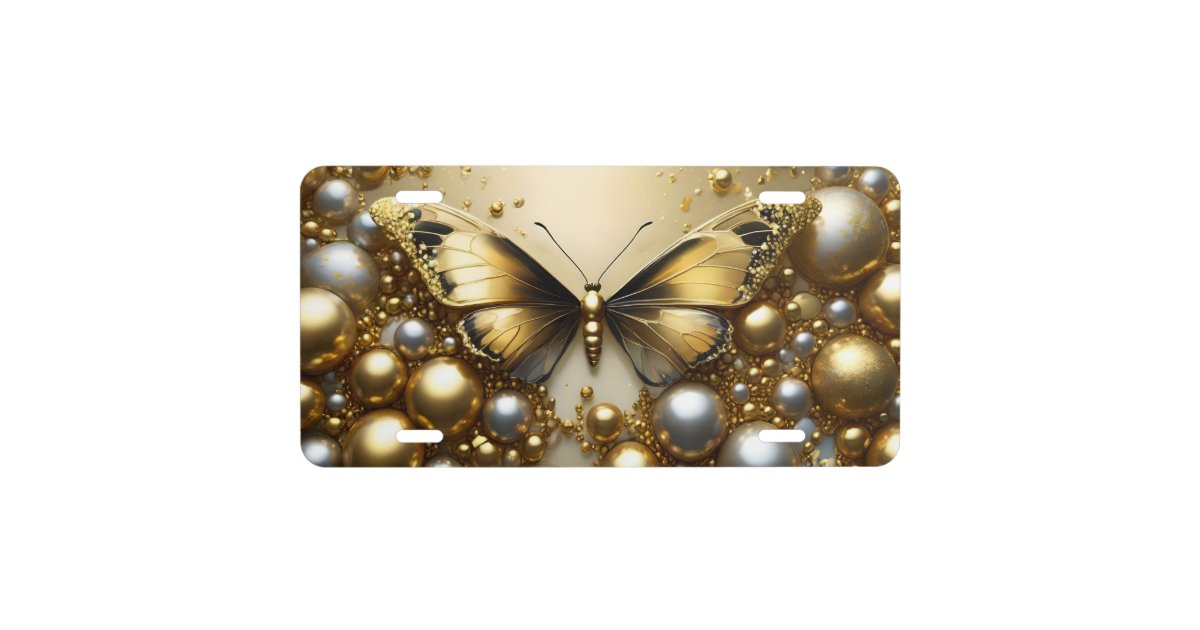 GOLD BUTTERFLY LICENSE PLATE | Zazzle