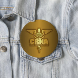 Gold Caduceus (CRNA) Button | Zazzle