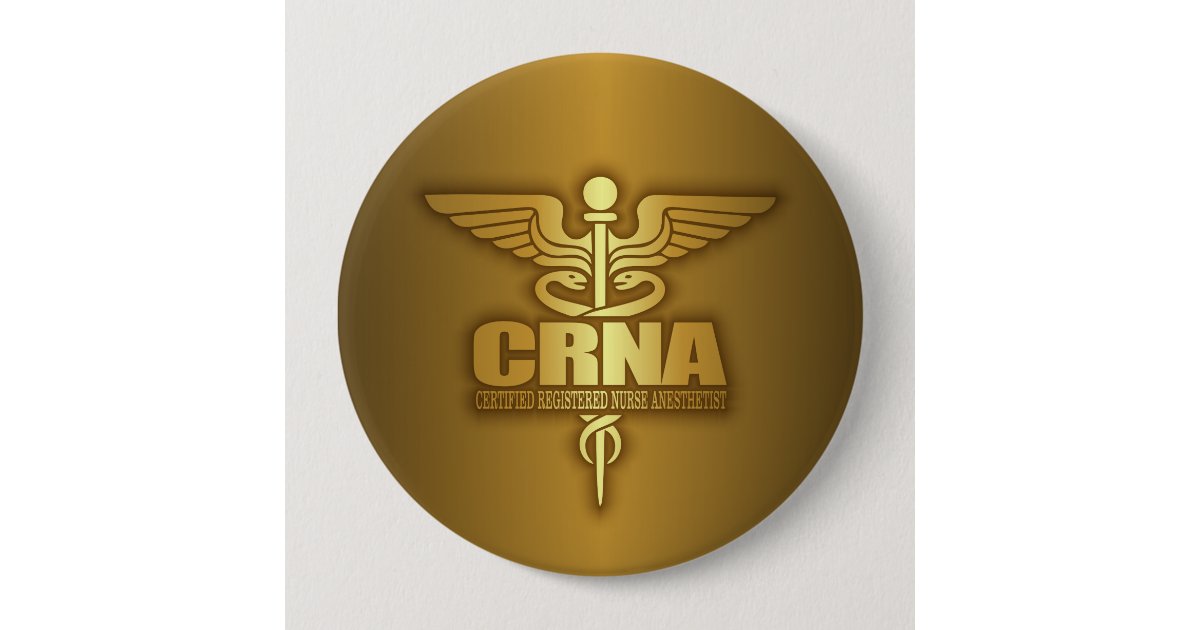 Gold Caduceus (CRNA) Button | Zazzle