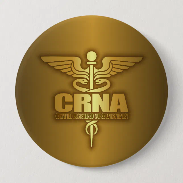 Gold Caduceus (CRNA) Button | Zazzle