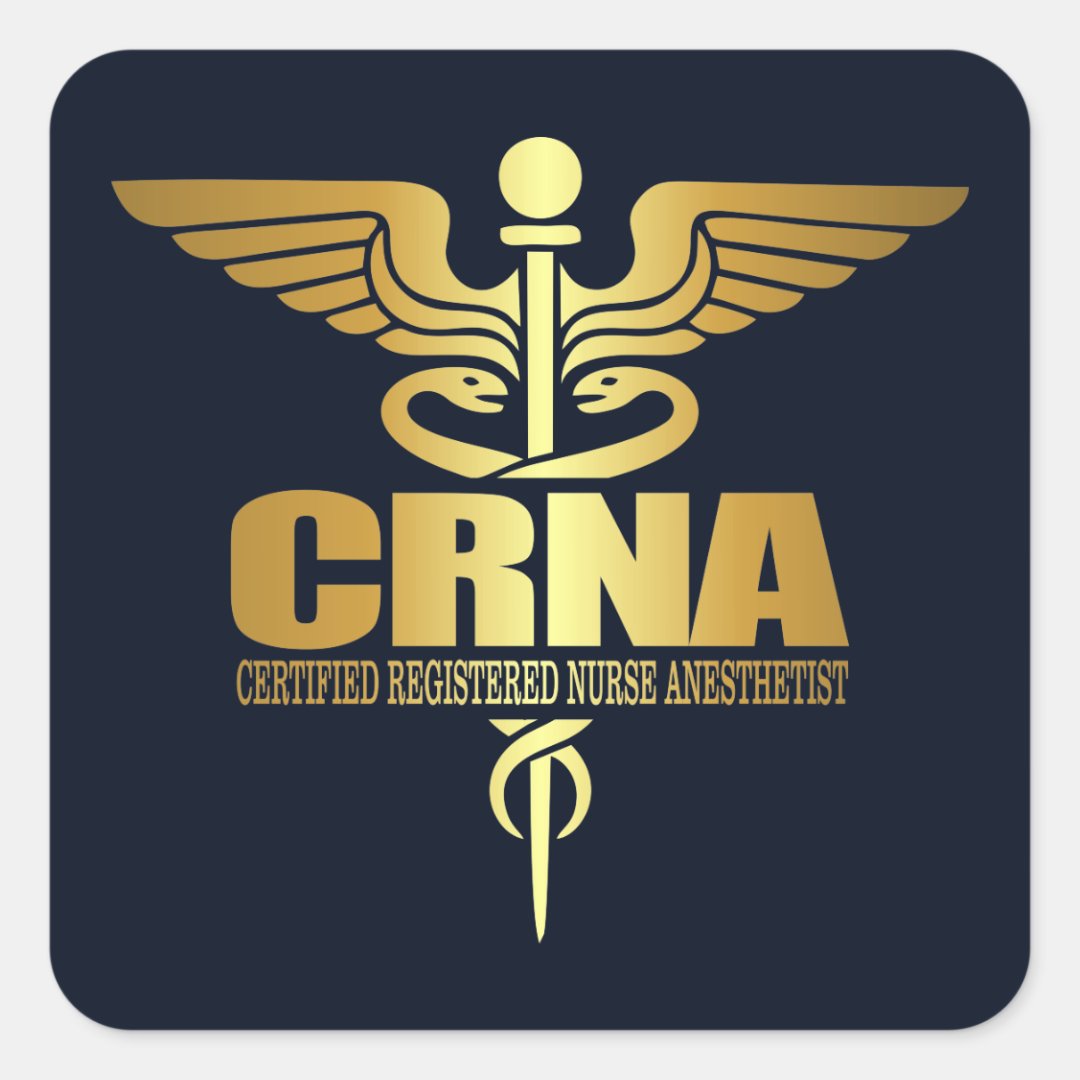 Gold Caduceus (CRNA) Square Sticker | Zazzle