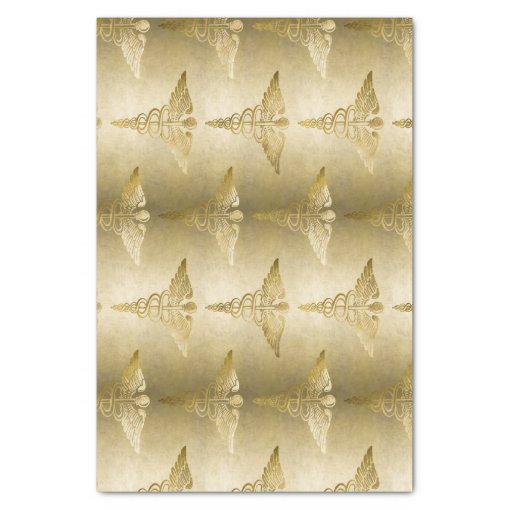Gold Caduceus Doctor Medical Symbol Pattern Tissue Paper | Zazzle