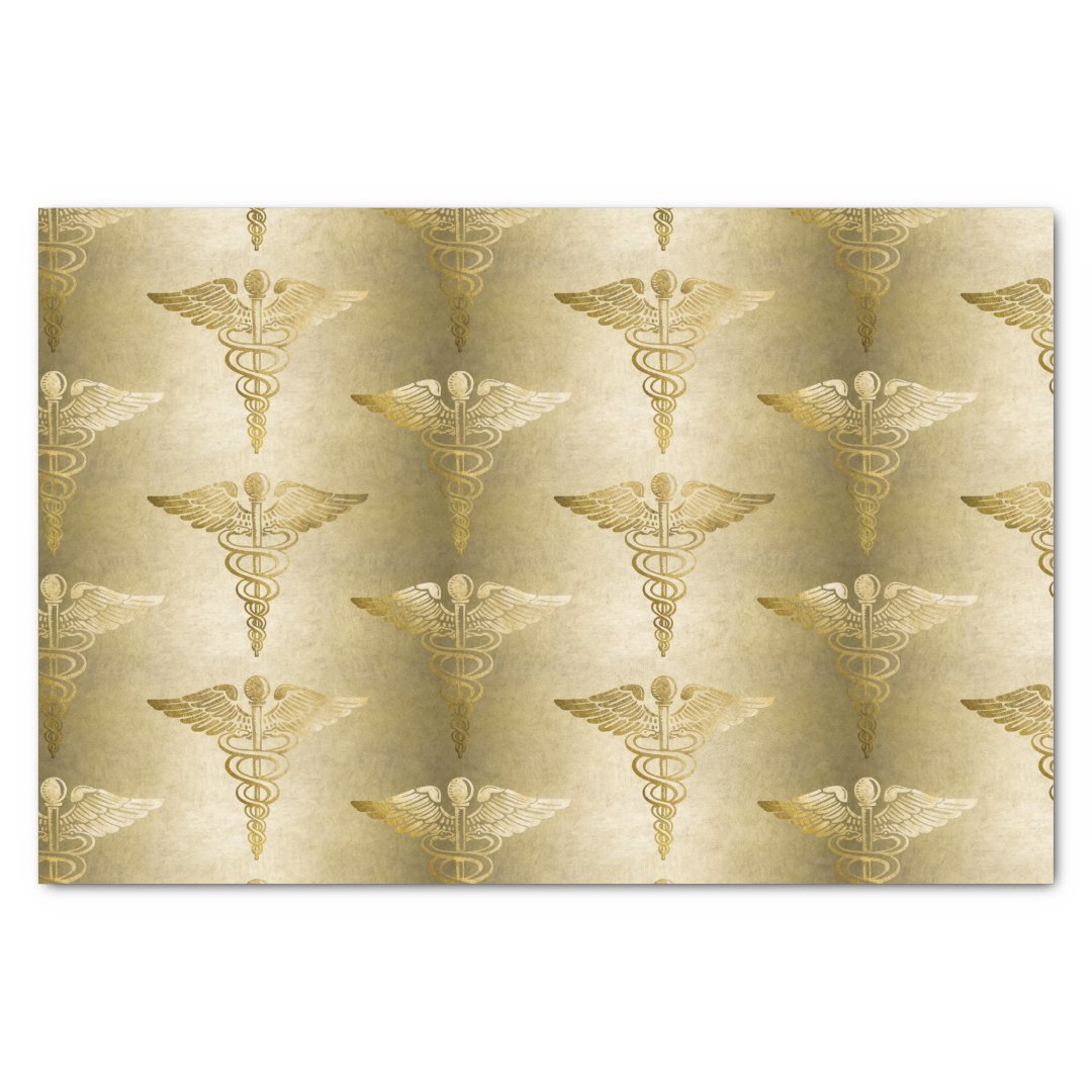 Gold Caduceus Doctor Medical Symbol Pattern Tissue Paper | Zazzle