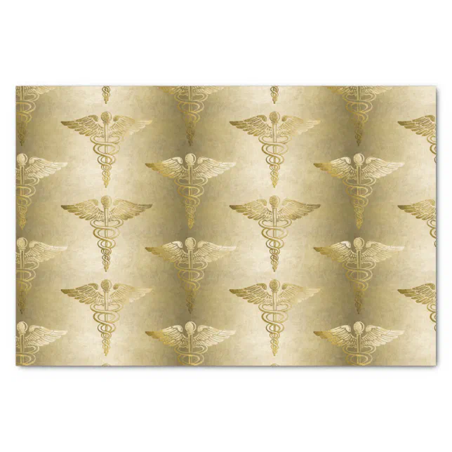 Gold Caduceus Doctor Medical Symbol Pattern Tissue Paper | Zazzle