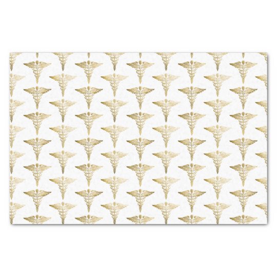 Gold Caduceus Doctor Medical Symbol Pattern Tissue Paper | Zazzle.com