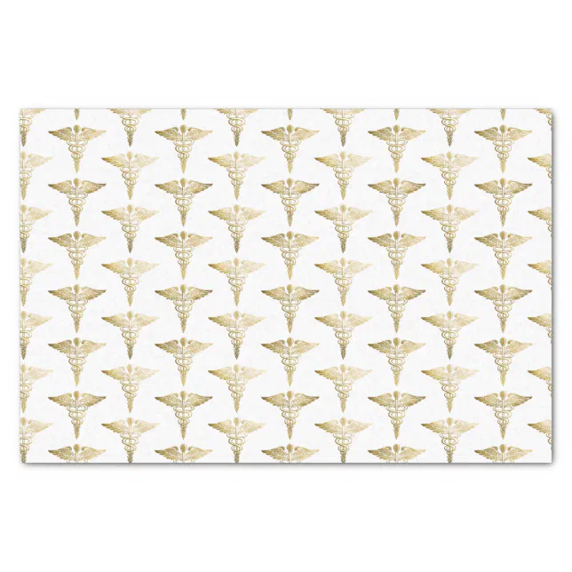 Gold Caduceus Doctor Medical Symbol Pattern Tissue Paper | Zazzle