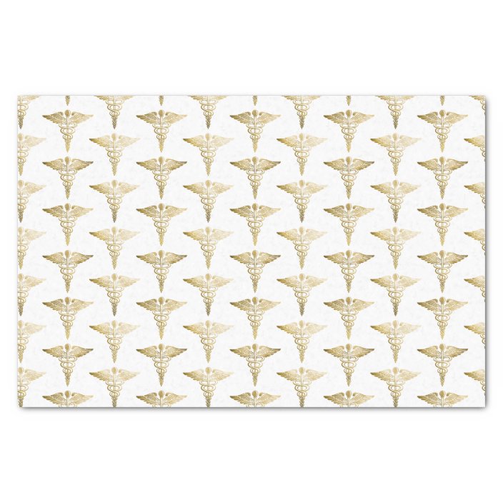 Gold Caduceus Doctor Medical Symbol Pattern Tissue Paper | Zazzle.com