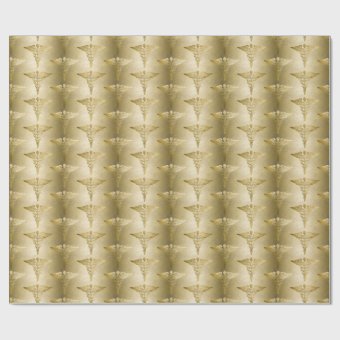 Gold Caduceus Doctor Medical Symbol Pattern Wrapping Paper | Zazzle