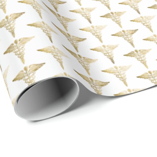 Gold Caduceus Doctor Medical Symbol Pattern Wrapping Paper | Zazzle