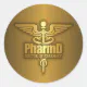 Gold Caduceus (PharmD) Classic Round Sticker | Zazzle