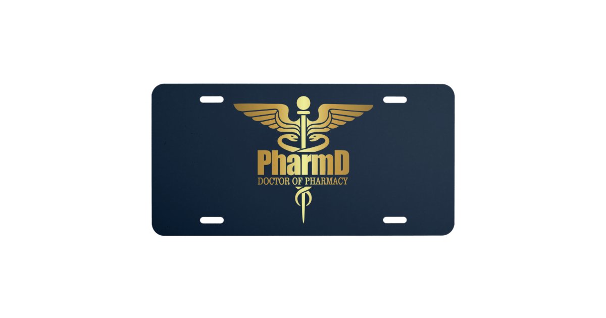 Gold Caduceus (PharmD) License Plate | Zazzle