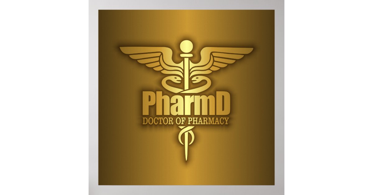 Gold Caduceus (PharmD) Poster | Zazzle