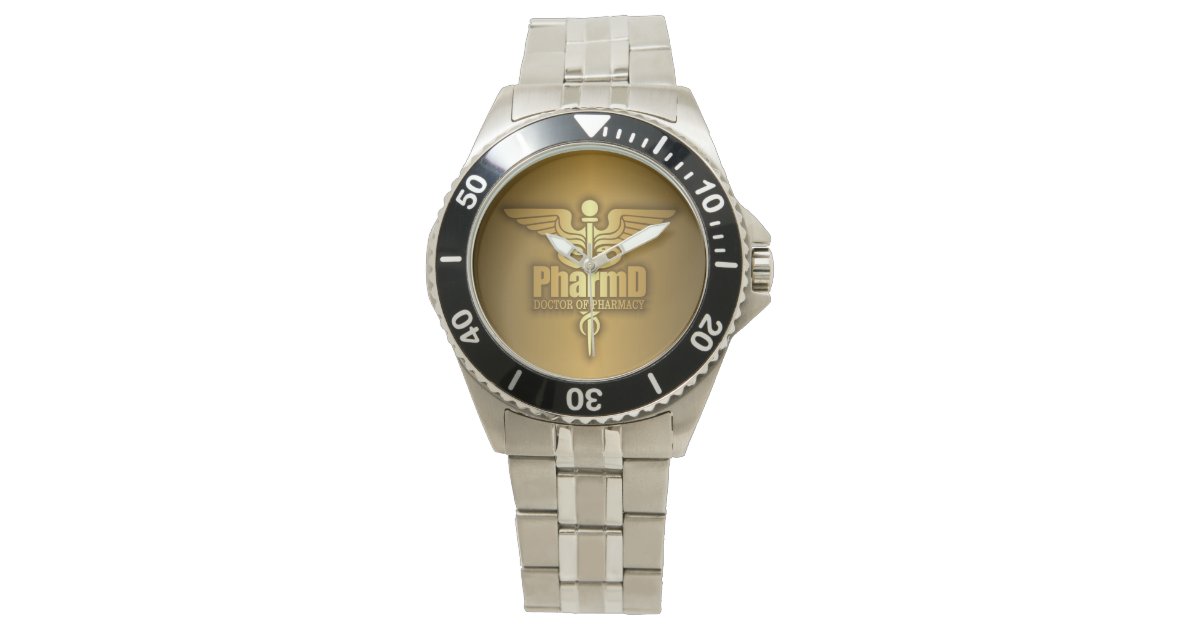 Gold Caduceus (PharmD) Watch | Zazzle