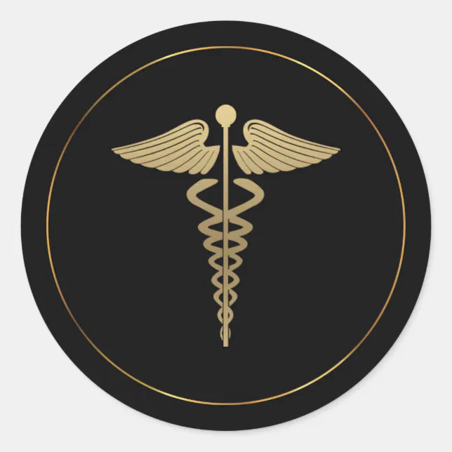 Gold Caduceus Symbol Sticker | Zazzle