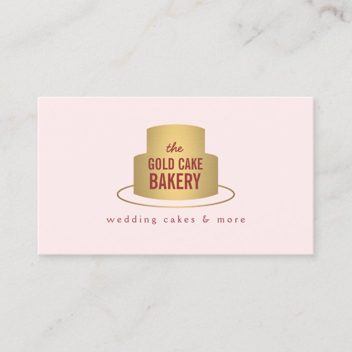 Gold Cake Logo on Pink for Bakery, Cafe, Chef Business Card | Zazzle.com