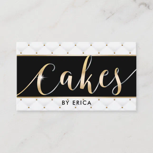Gold Cake Typography Pastry Chef Luxury Bakery Business Card | Zazzle