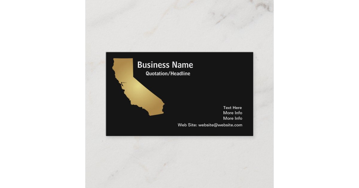 Gold California State Business Card | Zazzle