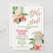 Gold Calligraphy Floral Luau Graduation Invitation | Zazzle